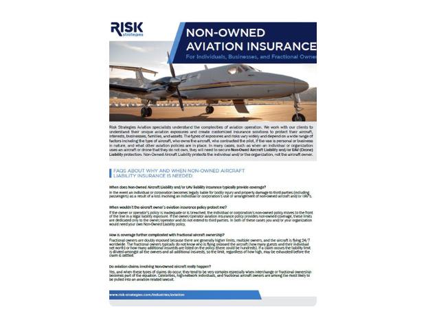 Non-Owned Aviation Aircraft Liability Insurance | Risk Strategies