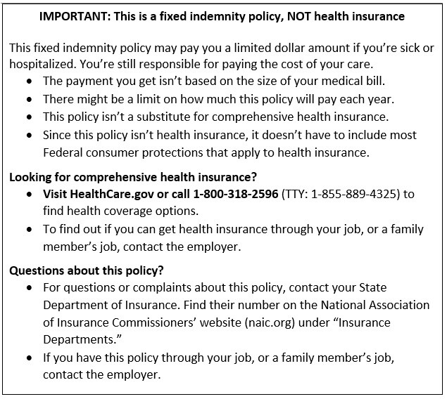 New Required Notice in 2025 for Fixed Indemnity Plans